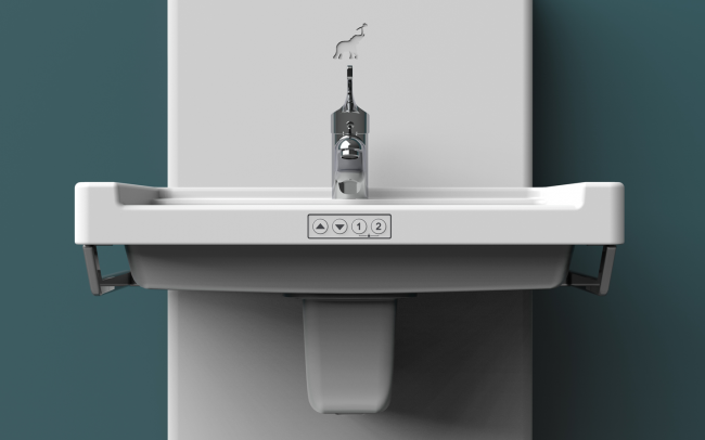 Aquba height-adjustable basin